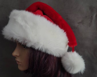Extra Long Santa Hat in Classic Red and White - Etsy