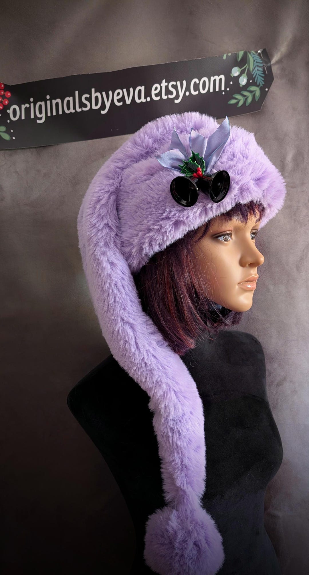 Plush Lavender Santa Hat Extra Long Purple Santa Hat Santa Hat With ...