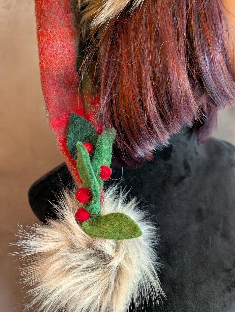 Cozy Red Plaid Wool Santa Hat With Felted Wool Details - Etsy