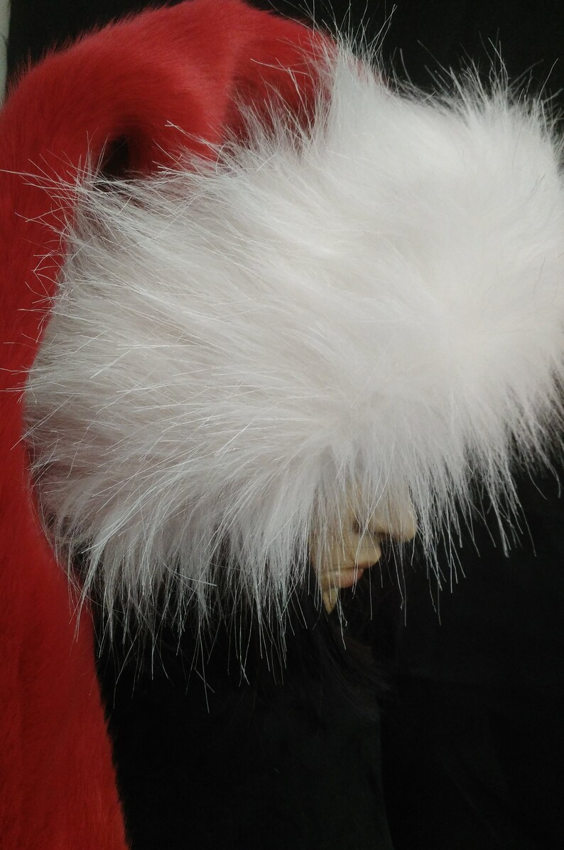 Extra long Santa hat in classic red and white | Etsy