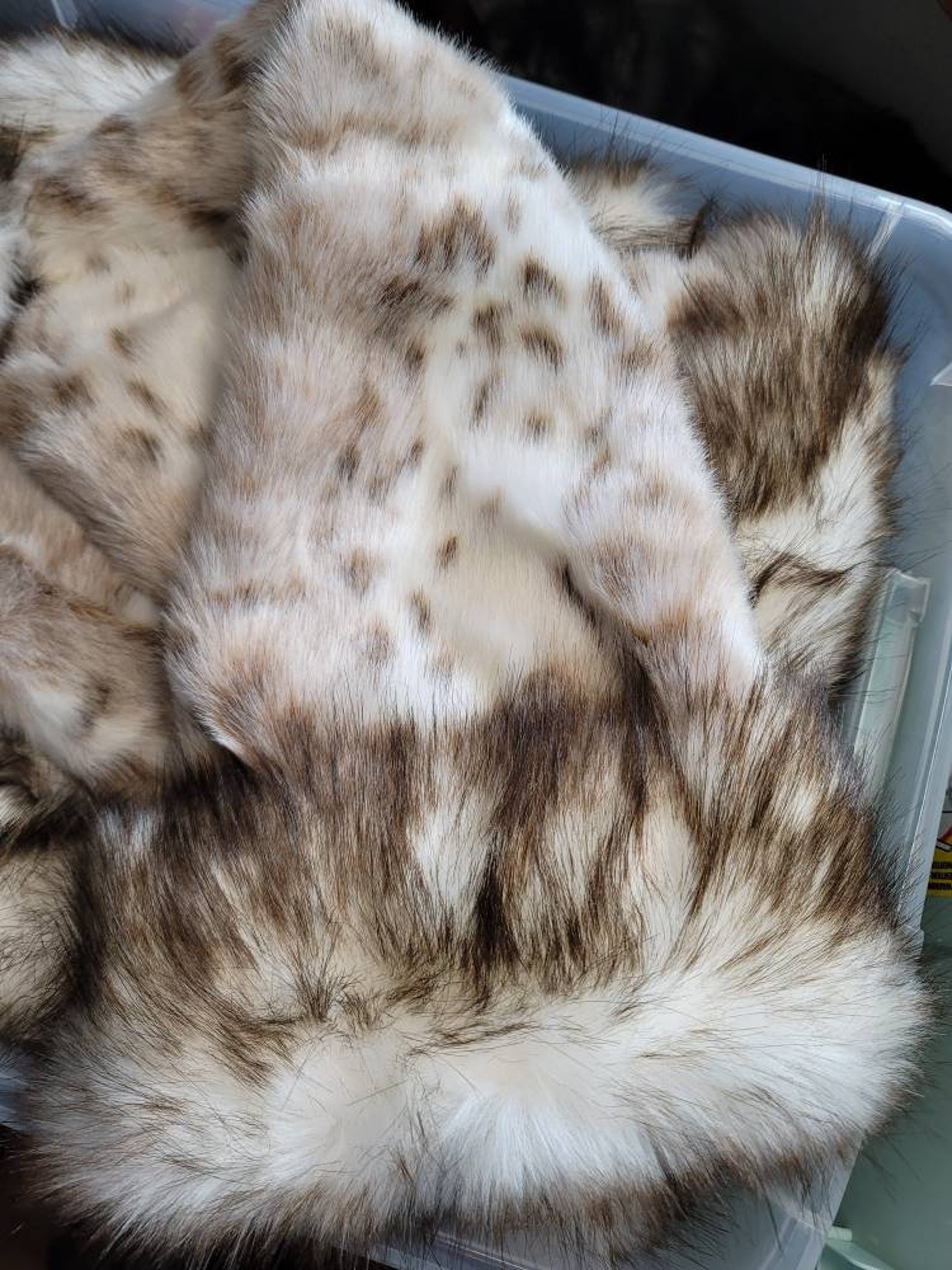 Snow Leopard Faux Fur Santa Hat With Brown and White Trim - Etsy