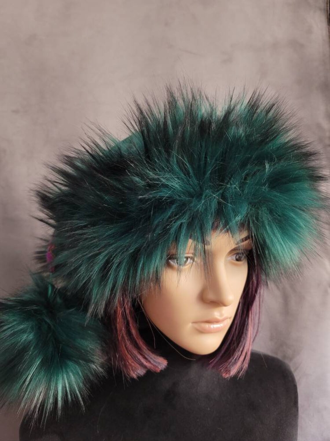 Emerald Green and Purple Yak Wool Santa Hat With Green Trim - Etsy