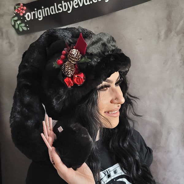 Black Santa Hat - Etsy