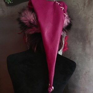 Pink Leather Viking Princess Santa Hat -hot Pink Leather Santa Hat With ...