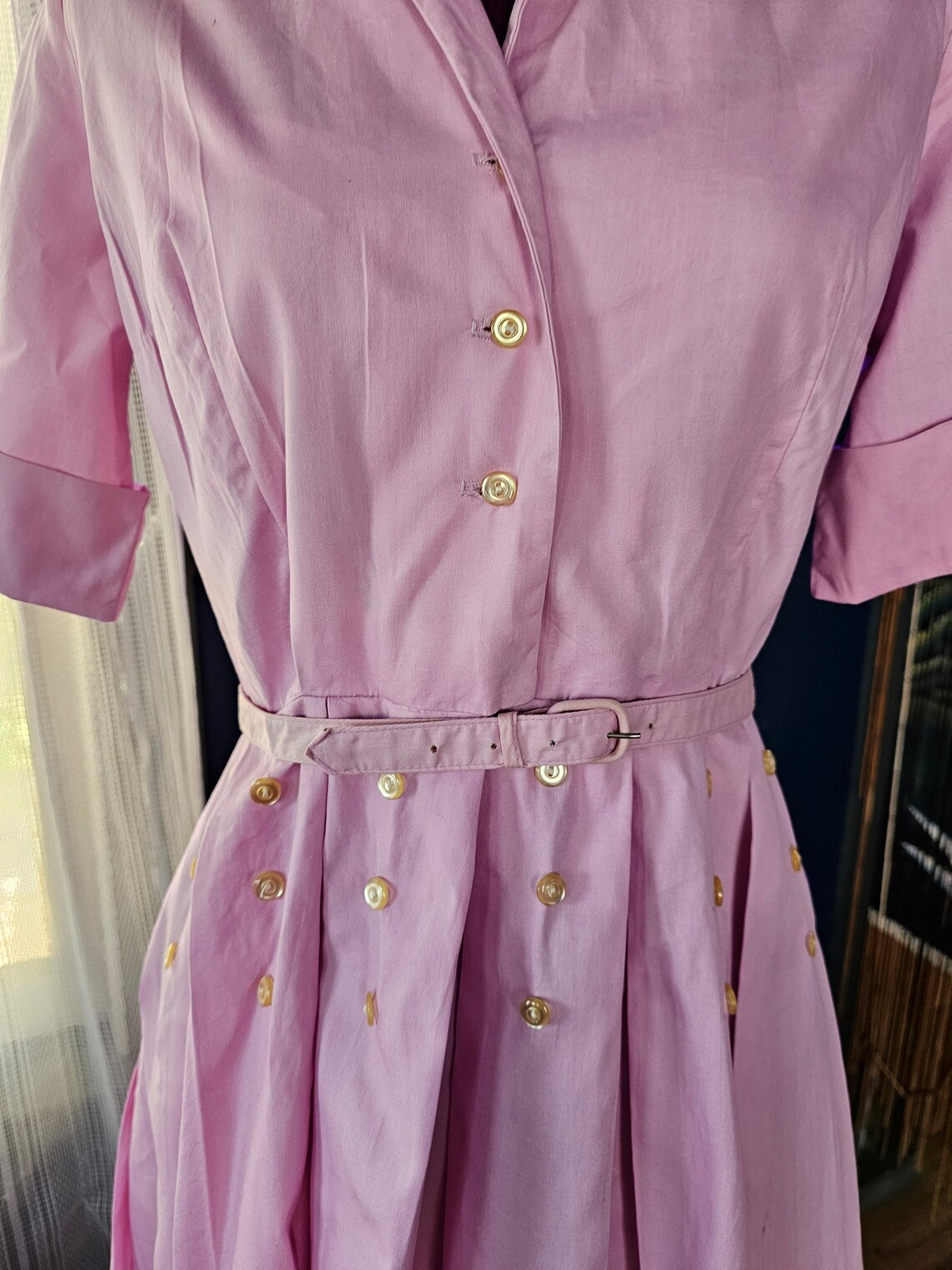 Pink Basila 60's Belted Dress - Etsy