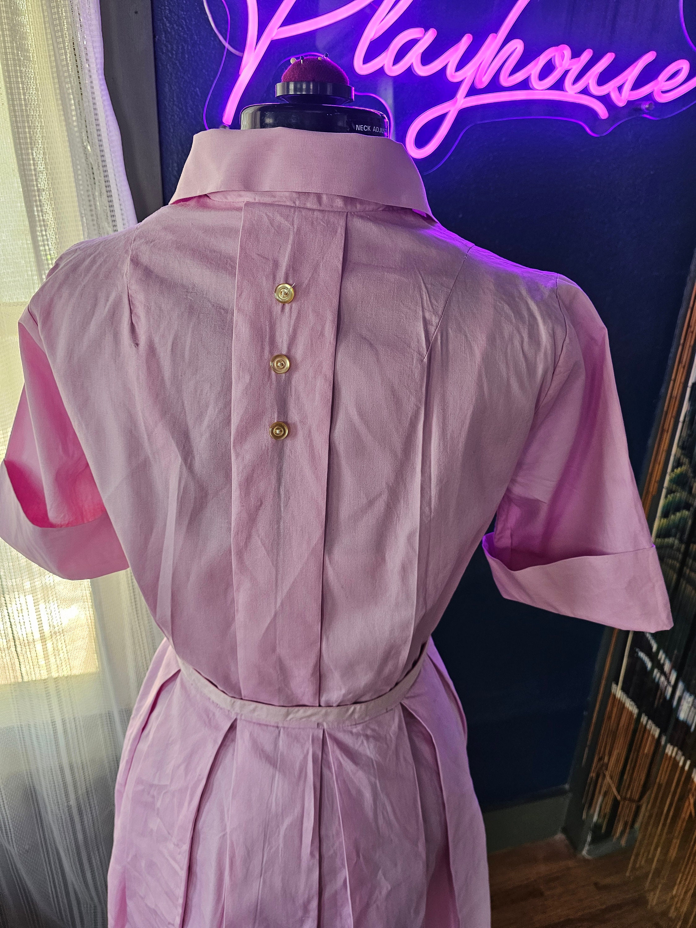 Pink Basila 60's Belted Dress - Etsy