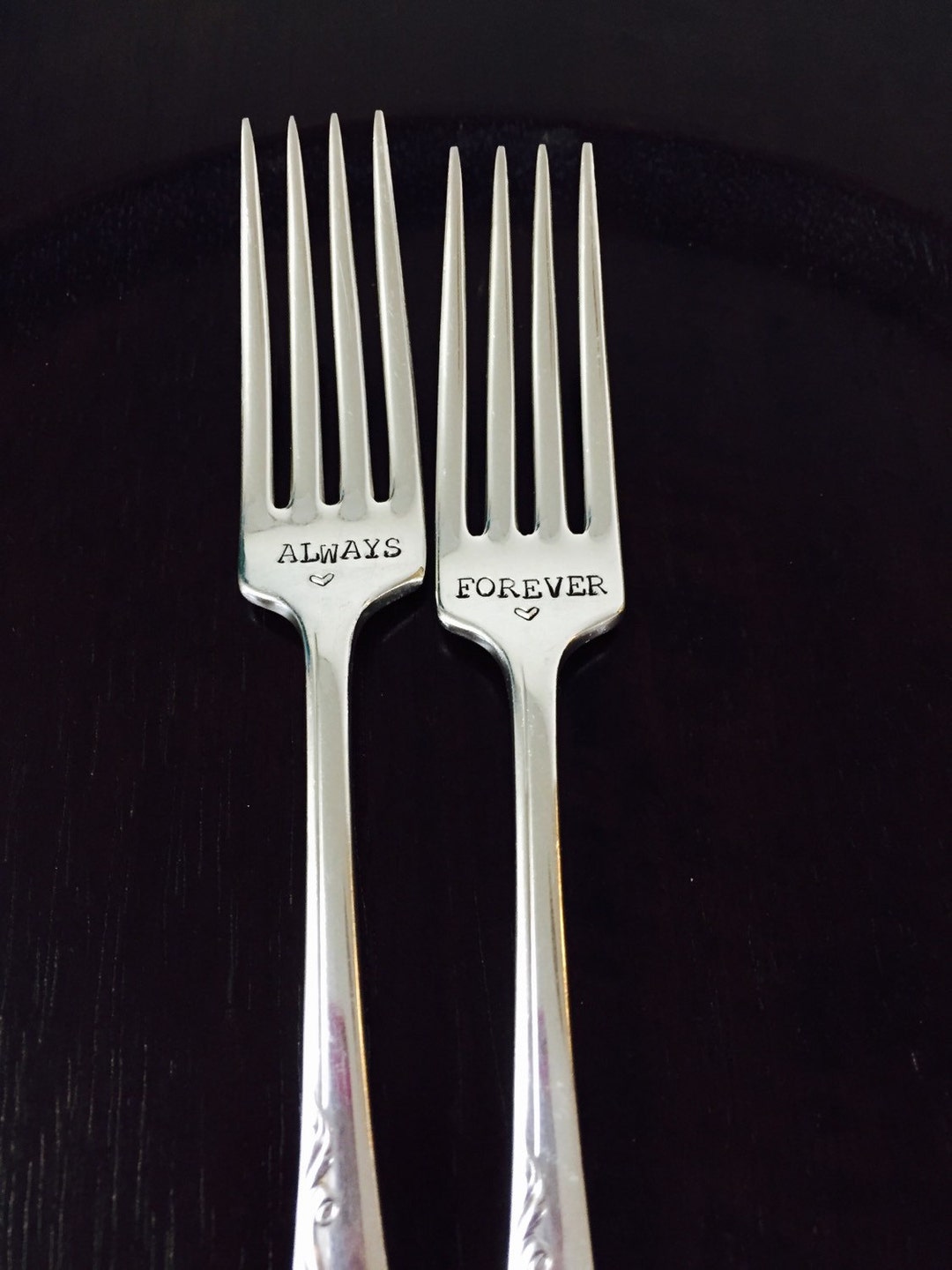 Always/forever Personalized Wedding Forks-custom Vintage Hand Stamped ...