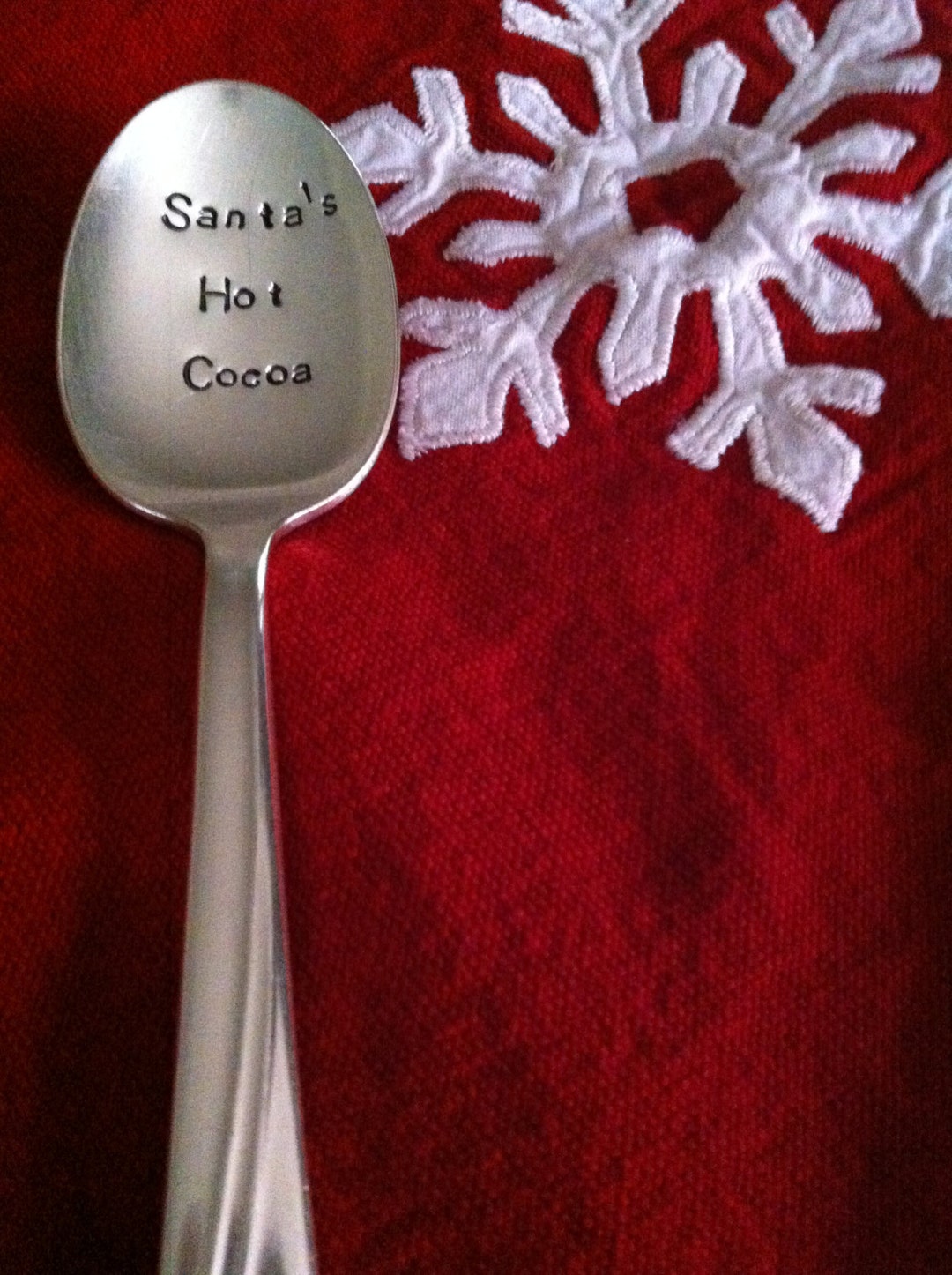 Santa's Hot Cocoa-repurposed Vintage Hand Stamped Teaspoon - Etsy