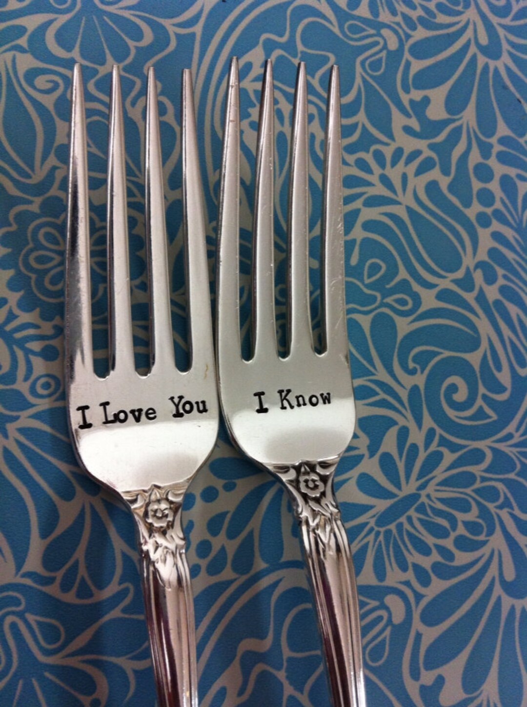 I Love You/i Know Personalized Wedding Forks-custom Vintage Hand ...