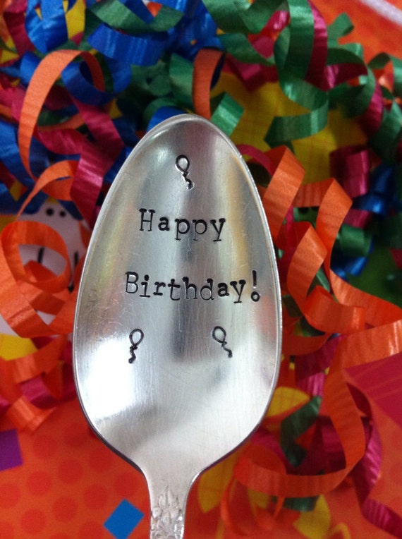 Happy Birthday hand stamped spoon Home & Living Dining & Serving etna ...
