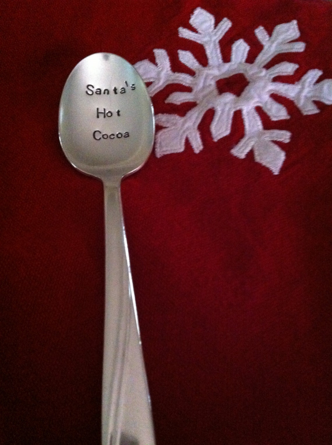 Santa's Hot Cocoa-repurposed Vintage Hand Stamped Teaspoon - Etsy