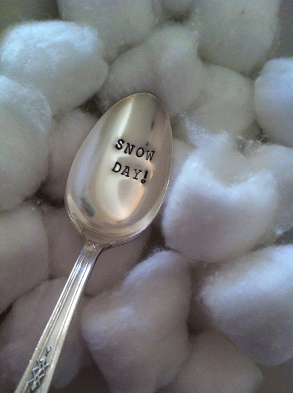 Snow Day-repurposed Vintage Hand Stamped Spoon | Etsy