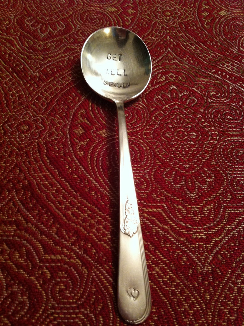 Get Well Spoon-repurposed Vintage Hand Stamped Spoon - Etsy