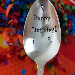 Happy Birthday-repurposed Vintage Hand Stamped Spoon - Etsy