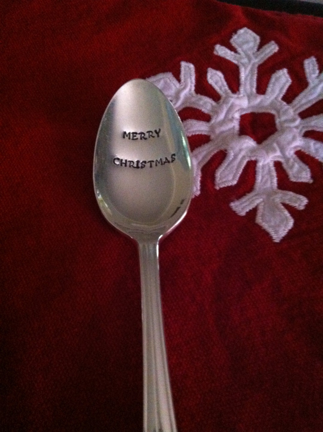 Merry Christmas-repurposed Vintage Hand Stamped Teaspoon - Etsy