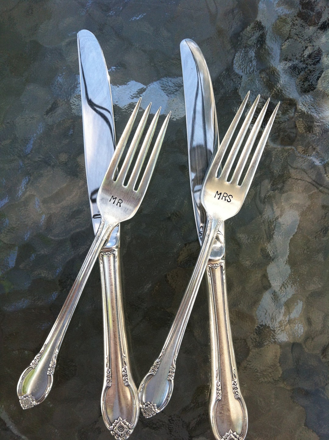 Personalized Wedding Forks/knives - Custom Vintage Hand Stamped Forks ...