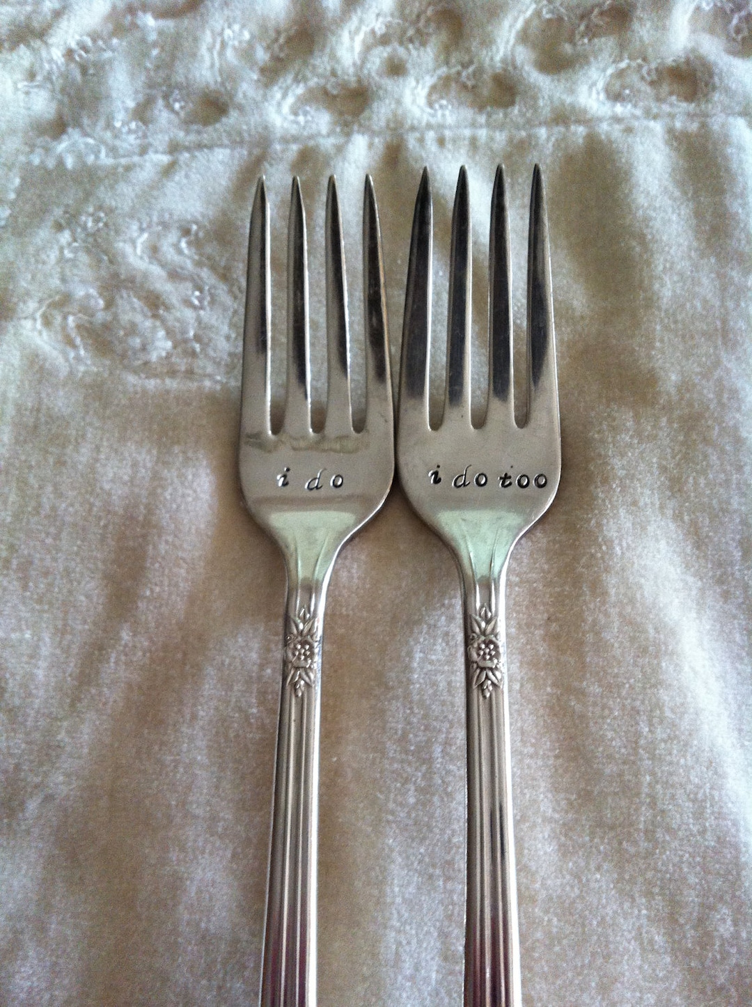 I Do/i Do Too Personalized Wedding Forks-custom Vintage Hand Stamped ...