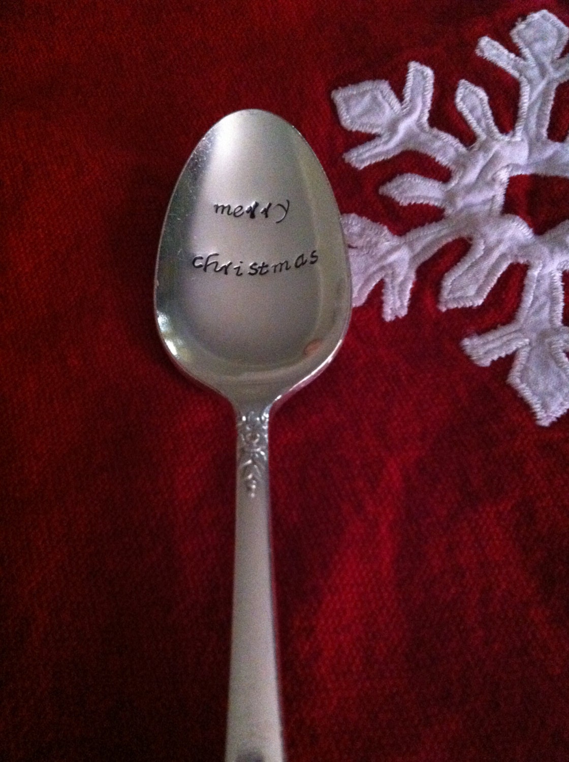 Merry Christmas-repurposed Vintage Hand Stamped Teaspoon - Etsy