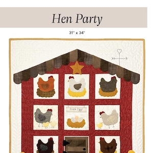 PDF Hen Party Quilt Chicken Coop Wool Applique Wall Hanging Pattern - Etsy