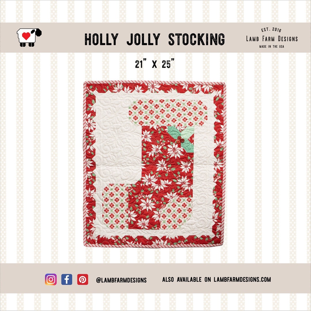 Physical Holly Jolly Quilt Pattern Holiday Stocking Wall - Etsy