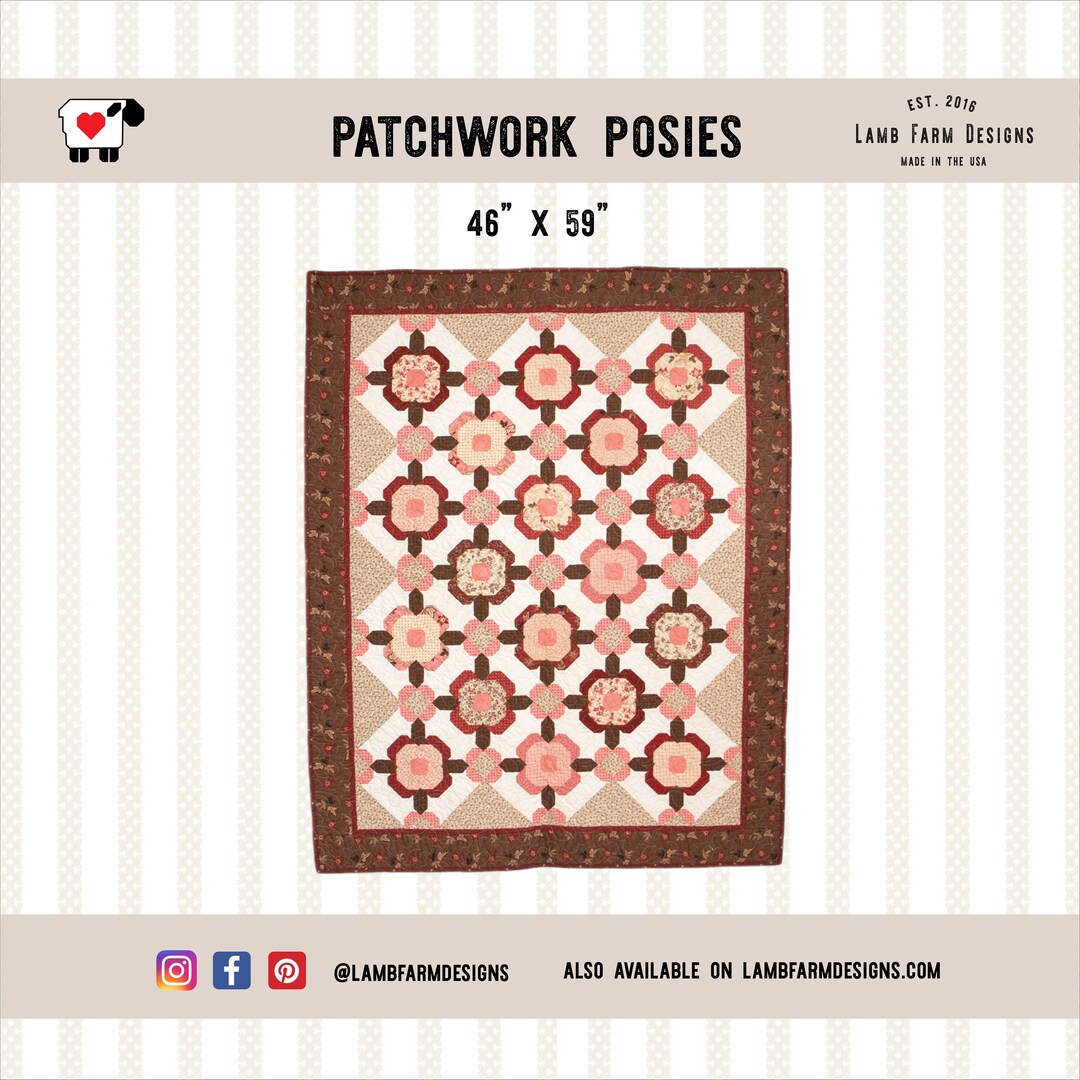 Physical Patchwork Posies Quilt Pattern, Fat Quarter Pattern - Etsy