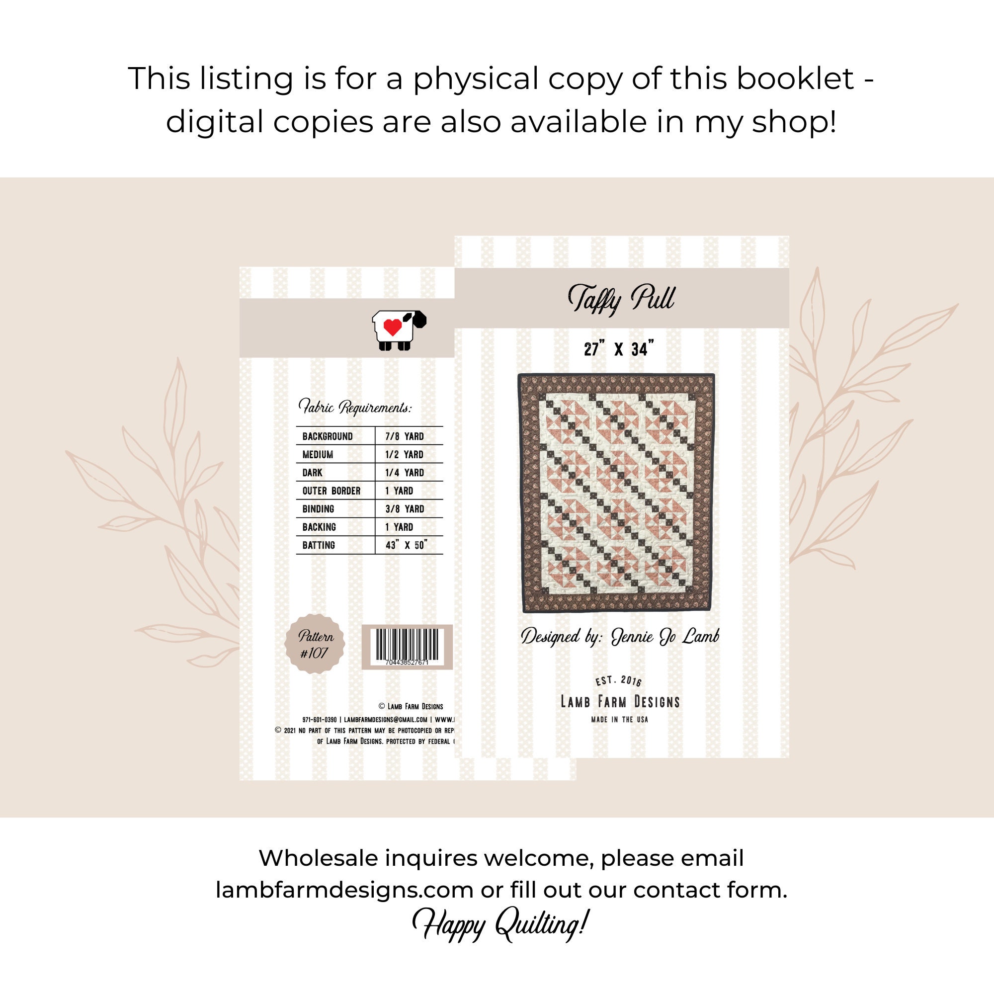 Physical Taffy Pull Quilt Pattern - Etsy