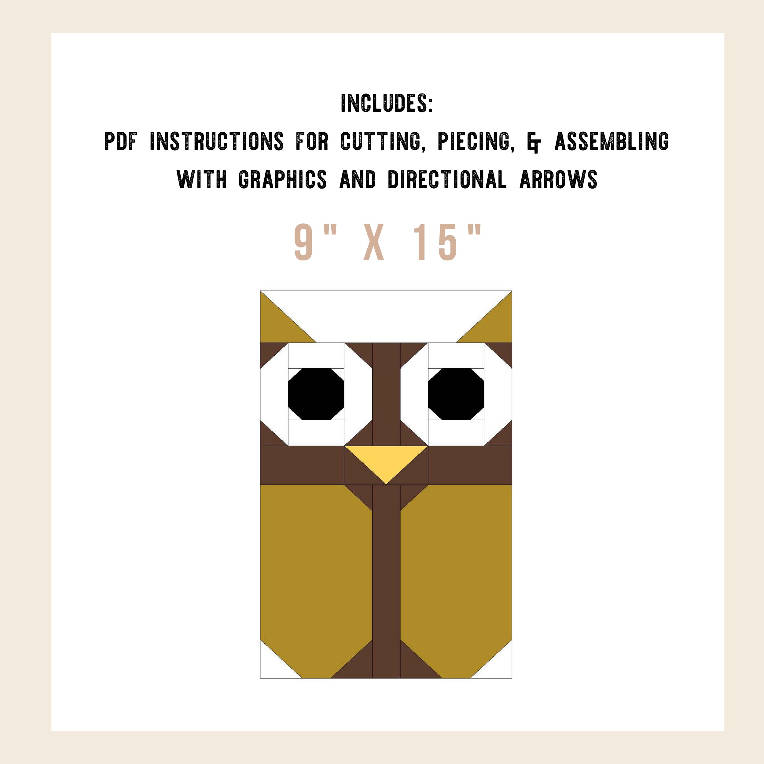 PDF Owl Quilt Block Pattern - Etsy