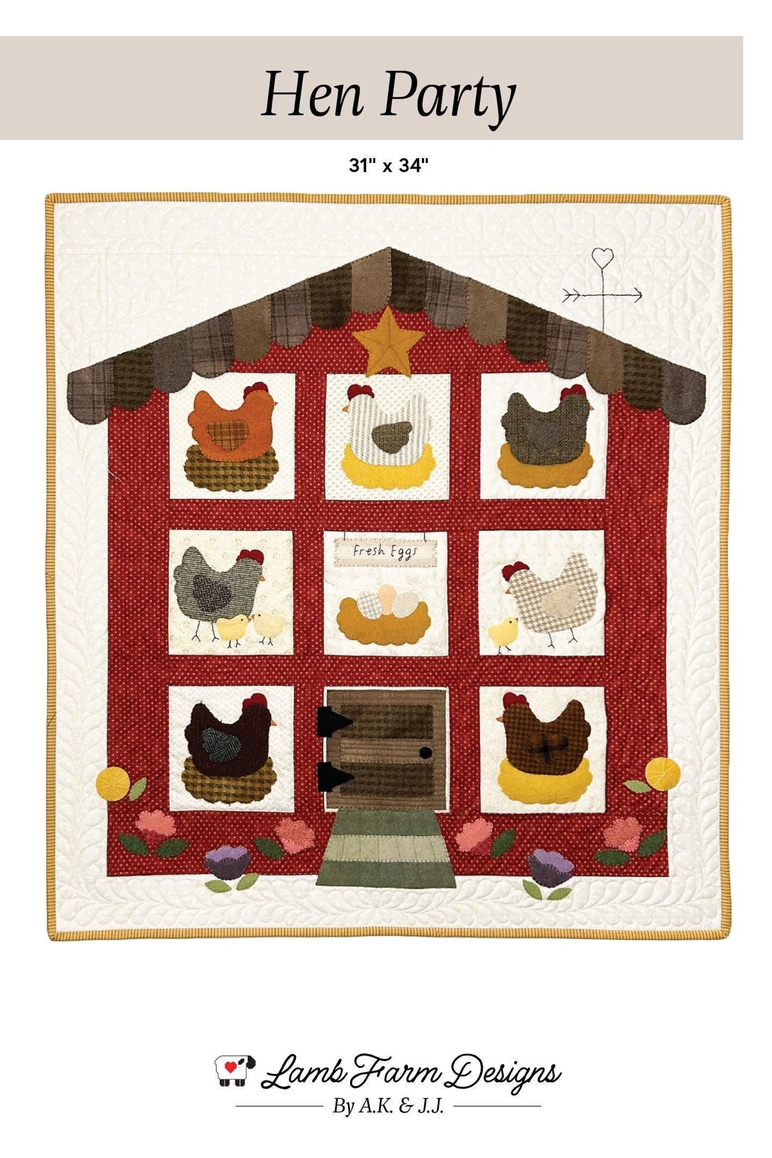PDF Hen Party Quilt Chicken Coop Wool Applique Wall Hanging Pattern - Etsy