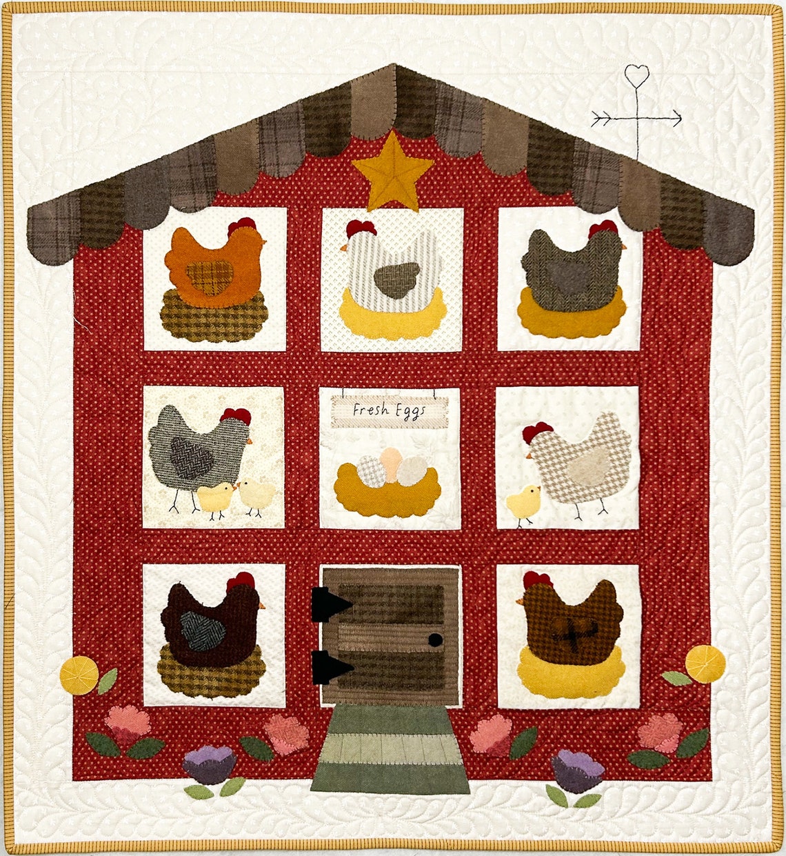 PDF Hen Party Quilt Chicken Coop Wool Applique Wall Hanging Pattern - Etsy