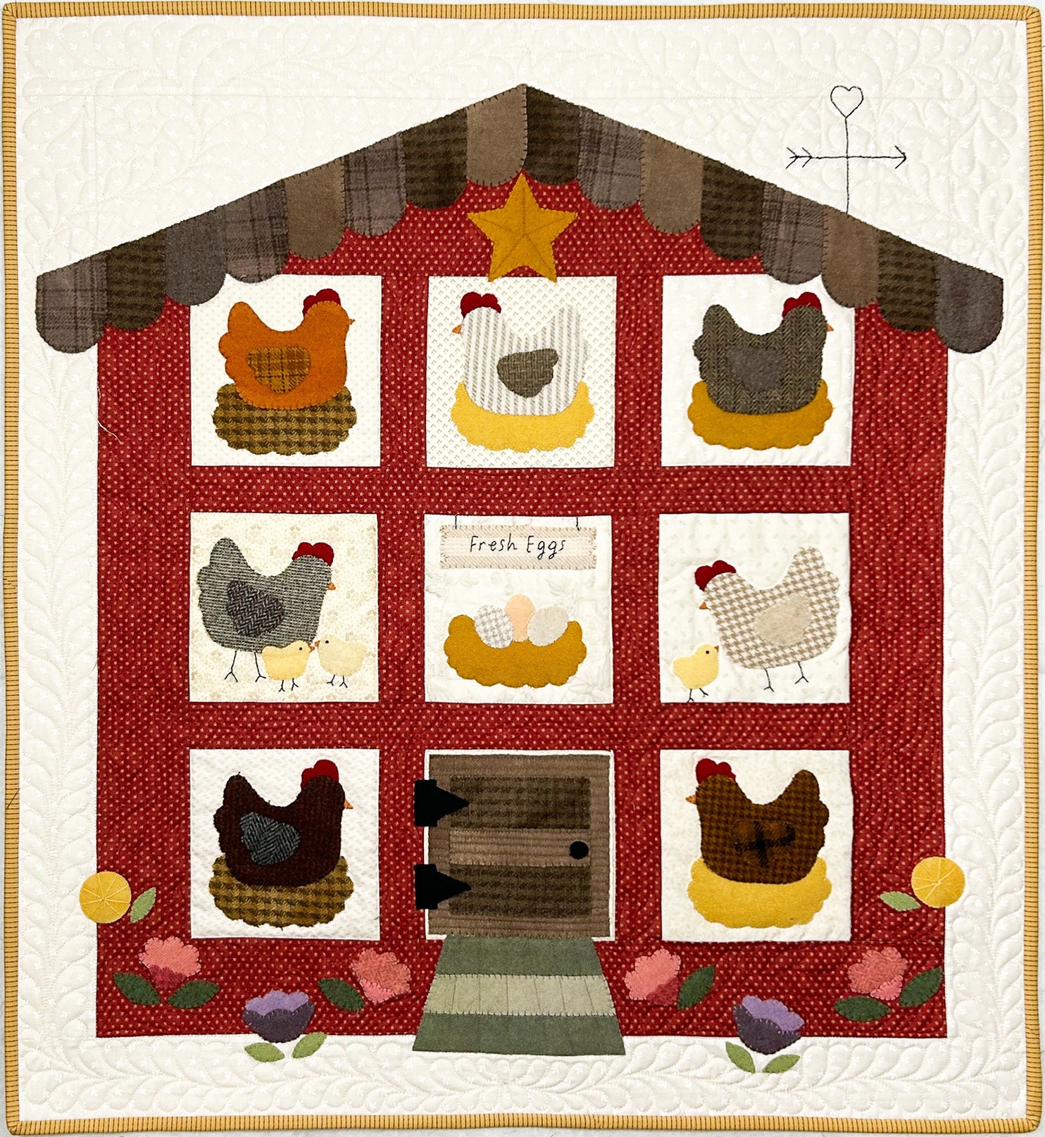 PDF Hen Party Quilt Chicken Coop Wool Applique Wall Hanging Pattern - Etsy