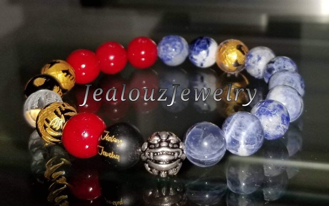 Classic Red Riverstone Sodalite Mix 10mm Sterling Silver Bracelet - Etsy