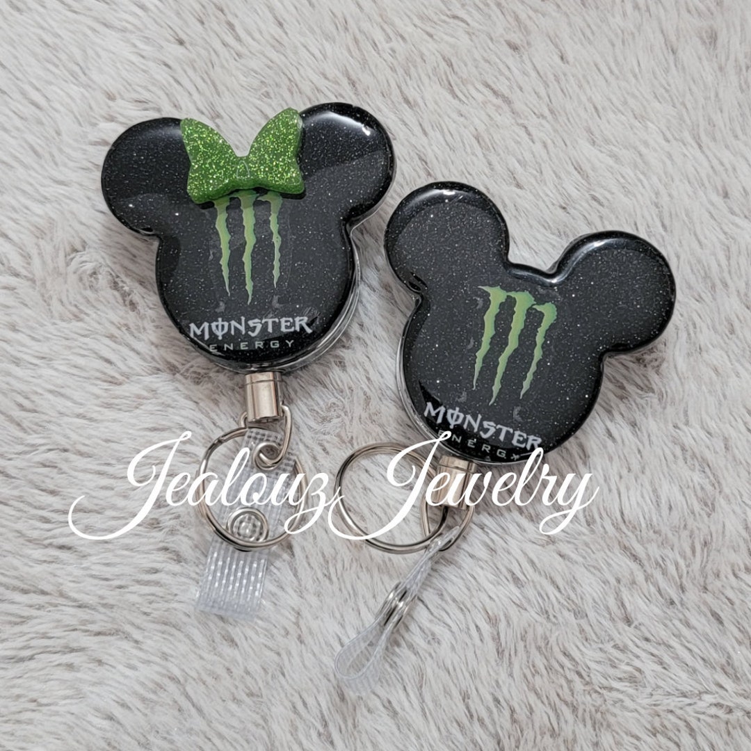 Black & Pesto Green Energy Desine Glitter Mickey or Minnie Mouse Heavy ...