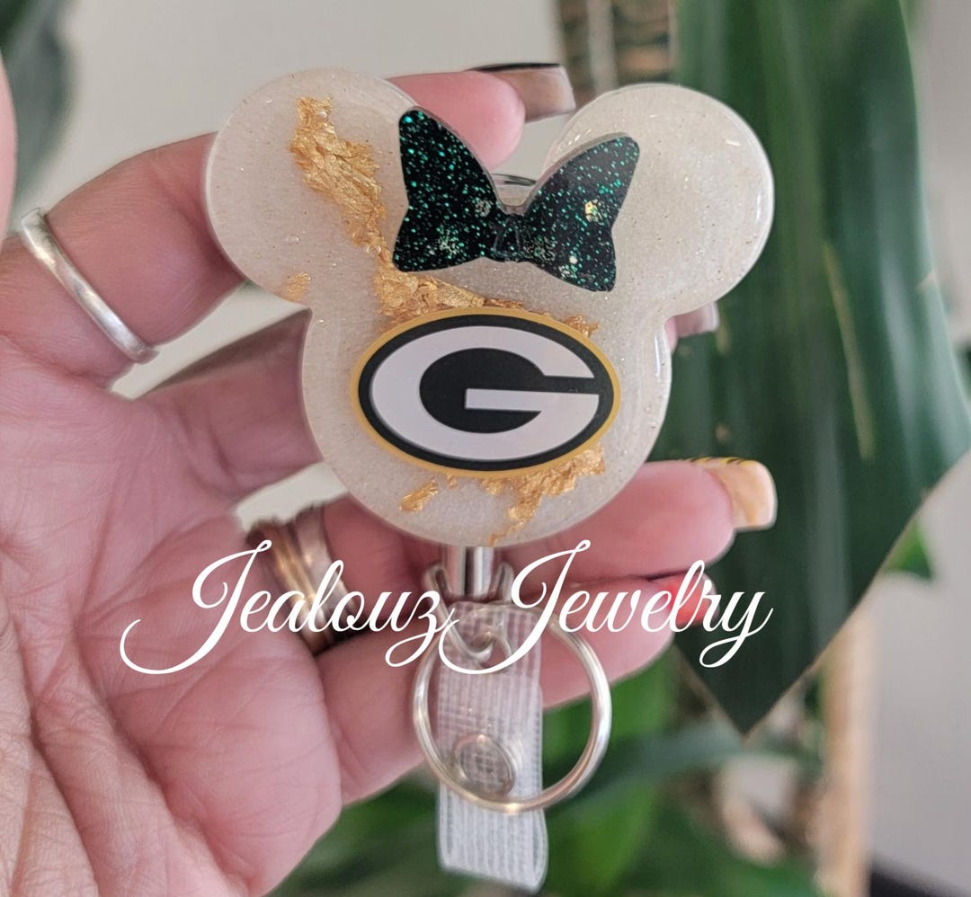 Greenbay Packers Football Team Inspired Glitter Minnie Mouse or Round ...