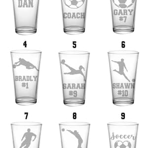 Soccer Goalie Gift Idea, Etched Pint Glass, Soccer Player Gift, Soccer ...