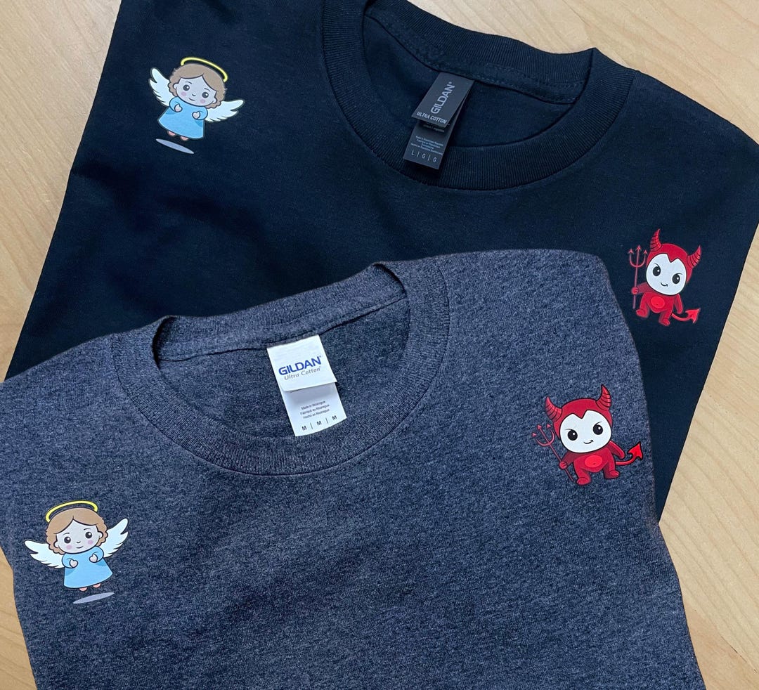 Angel Devil Shirt - Gildan 100% Cotton - Good and Evil - Etsy