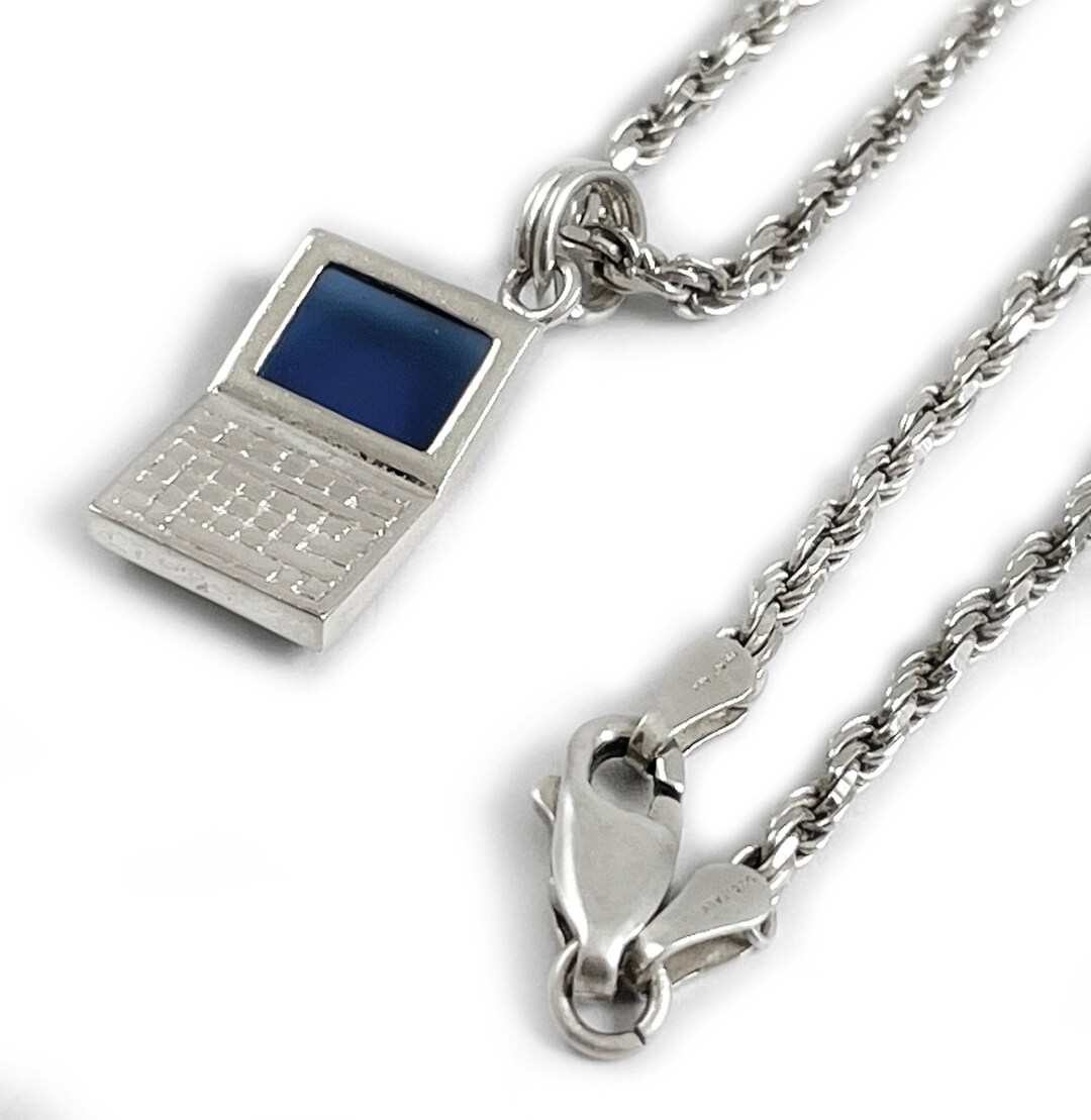 Sterling Silver Laptop Computer Pendant Necklace - Rope Chain - Etsy