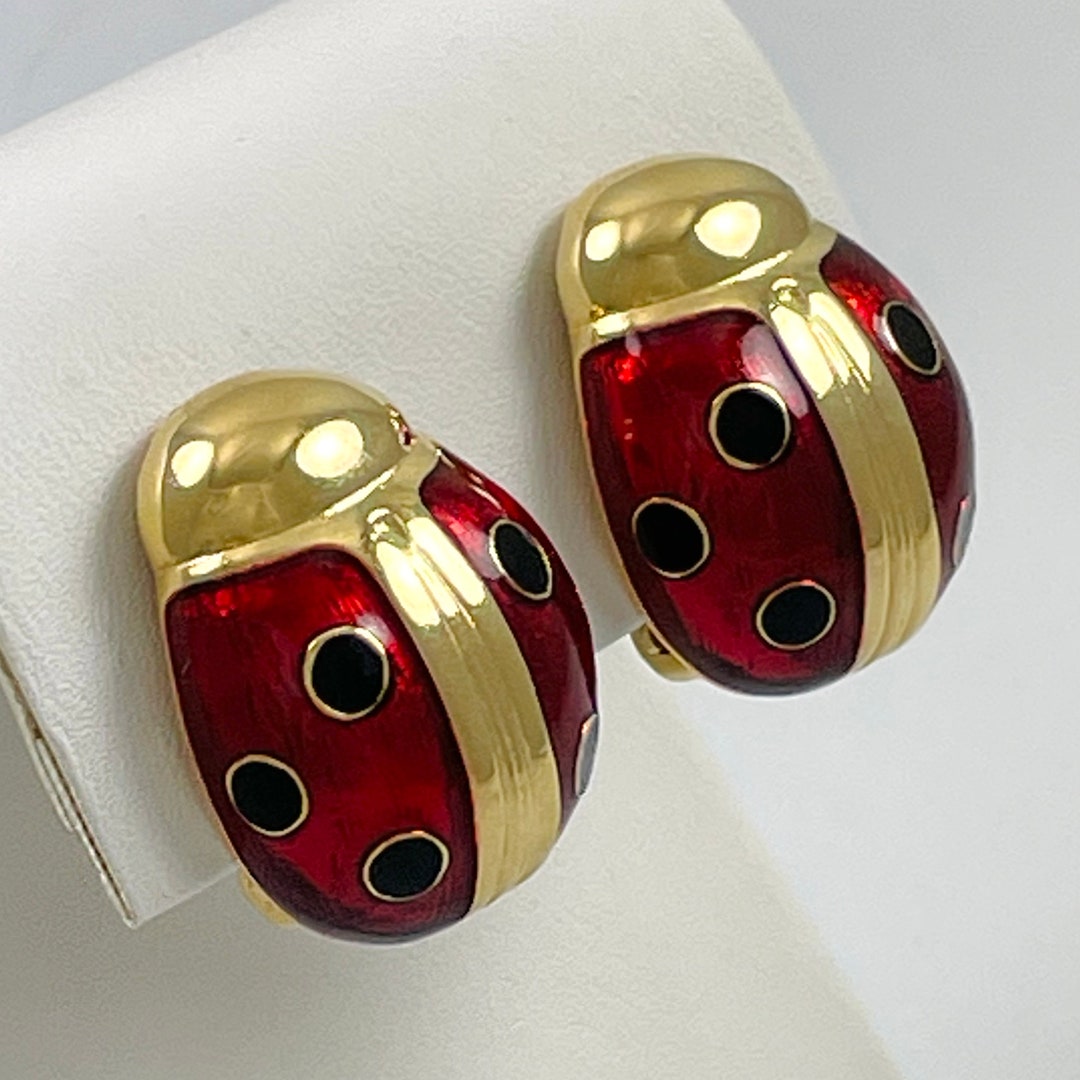 Vintage Joan Rivers Enamel Ladybug Clip-on Earrings - Etsy