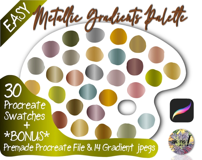 Procreate Metallic Gradient Color Palette Swatches, iPad Lettering ...