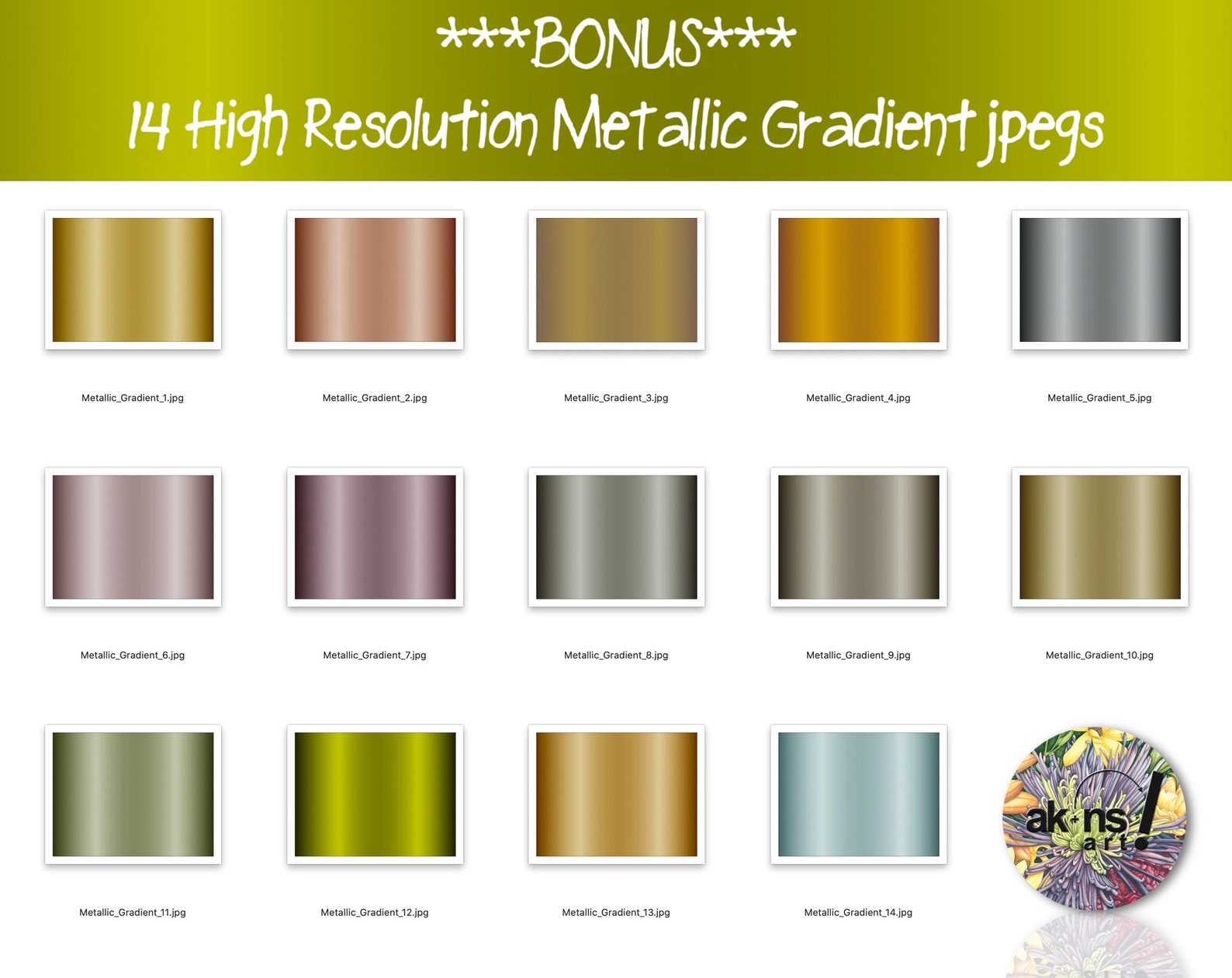 Procreate Metallic Gradient Color Palette Swatches, iPad Lettering ...