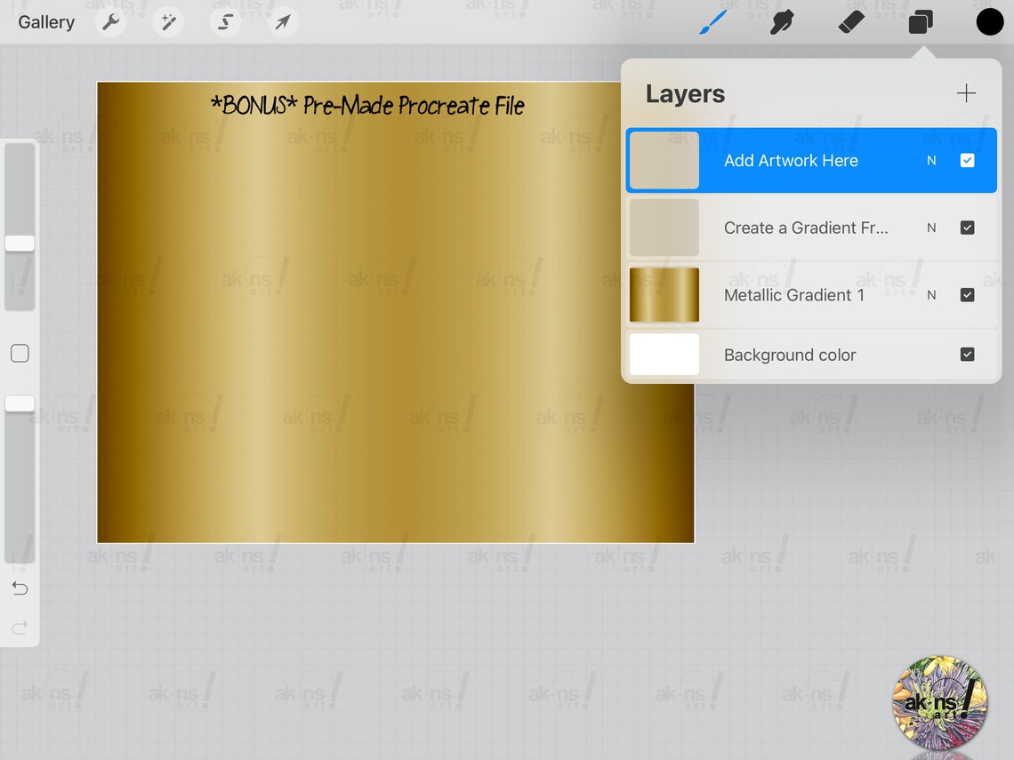 Procreate Metallic Gradient Color Palette Swatches, iPad Lettering ...
