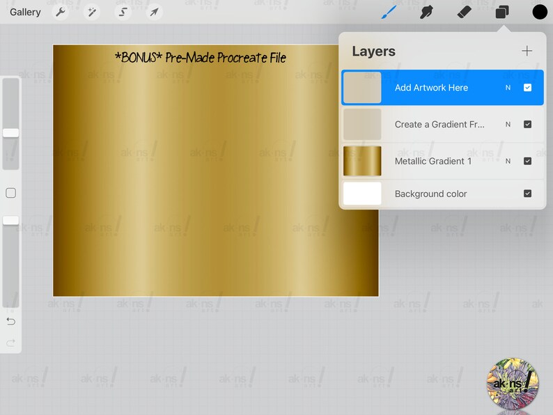 Procreate Metallic Gradient Color Palette Swatches, iPad Lettering ...