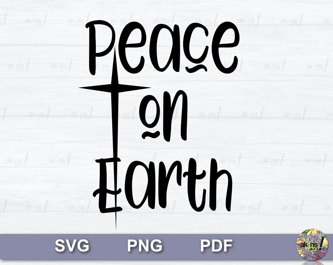 Peace on Earth Christmas Lettering, Cricut Clipart, Silhouette, SVG Cut ...