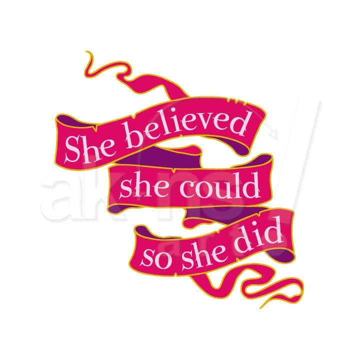 She Believed Clip Art PNG Banner, She Believed She Could so She Did ...
