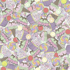 Sweets Cupcake, Ice Cream, Candy Lollipop Seamless Repeat Surface ...