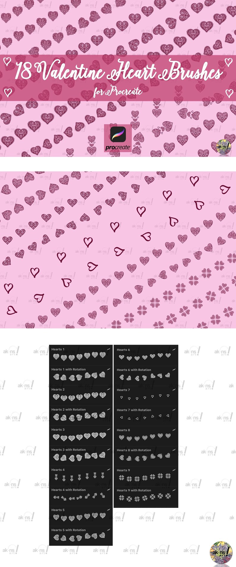 Procreate 18 Valentine Heart Brushes for Ipad Hand Drawn Art - Etsy