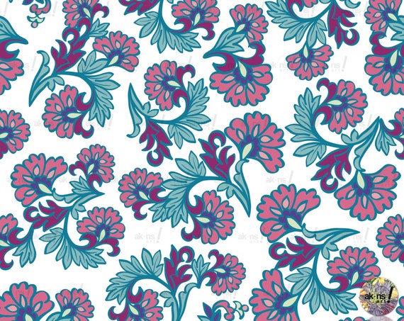 Flower Flourishes Surface Pattern Design Seamless Repeat - Etsy