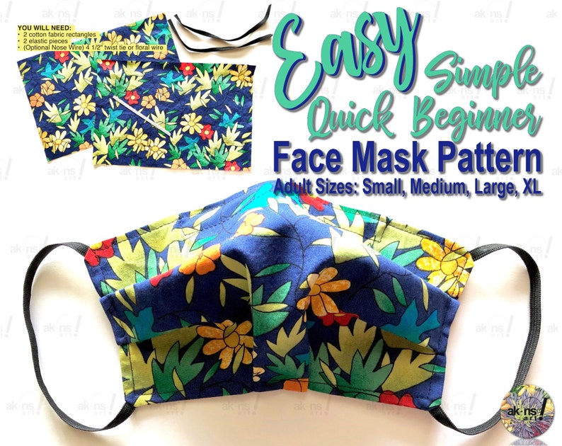 Easy Quick Simple Beginner Face Mask Pattern Basic - Etsy