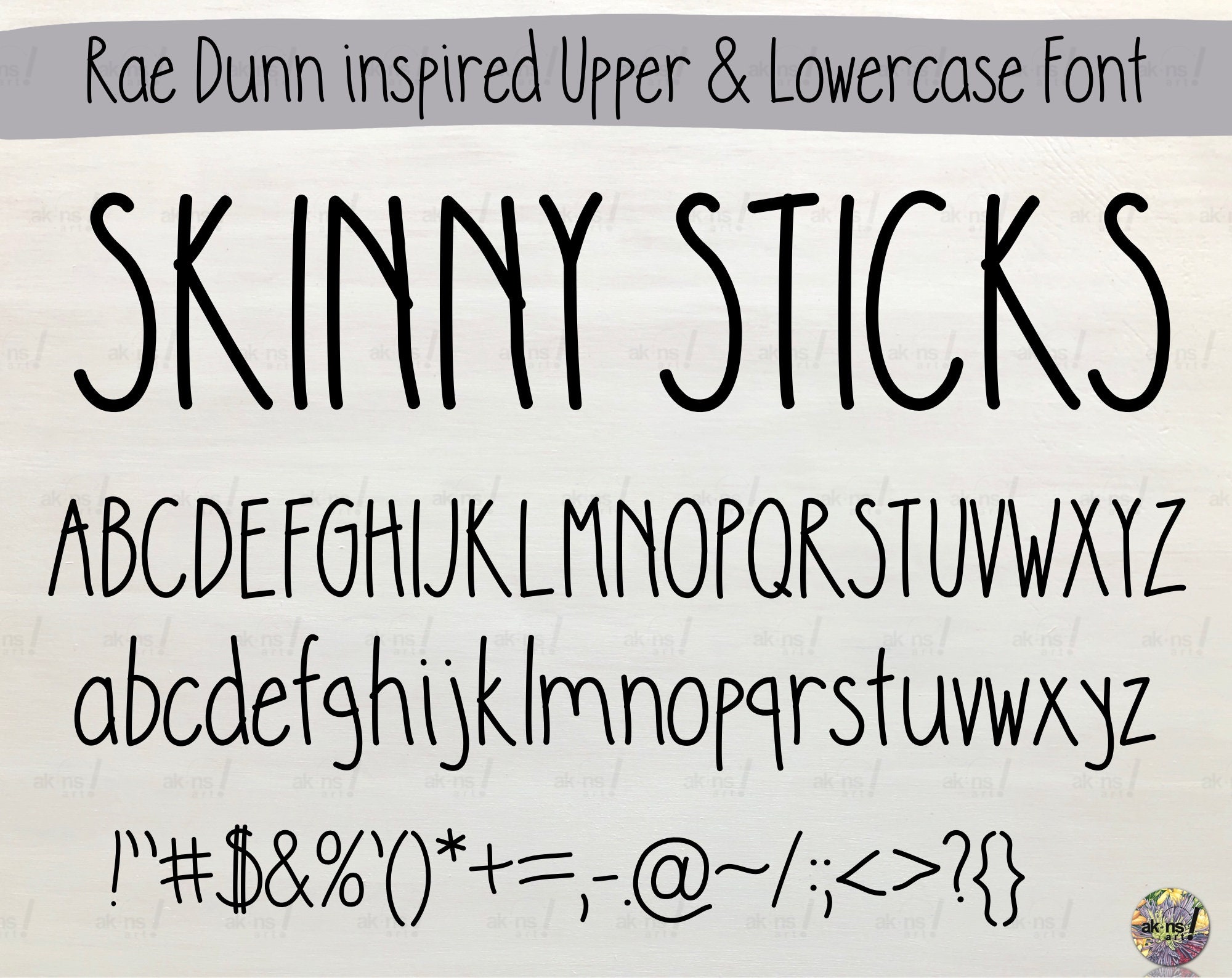 SKINNY STICKS Rae Dunn Inspired Font With Upper and Lower Case Letters ...