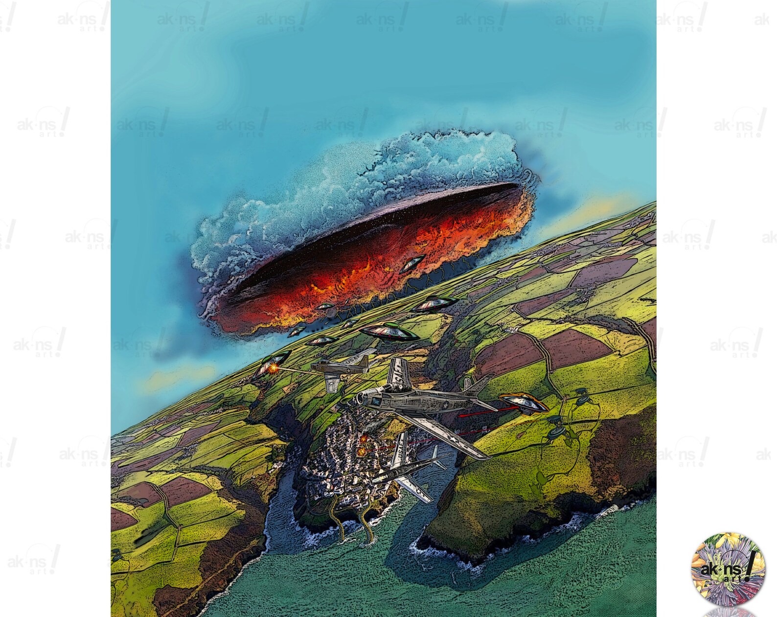 Alien Comic War Battle Wall Art Print USAF Military Graphic - Etsy