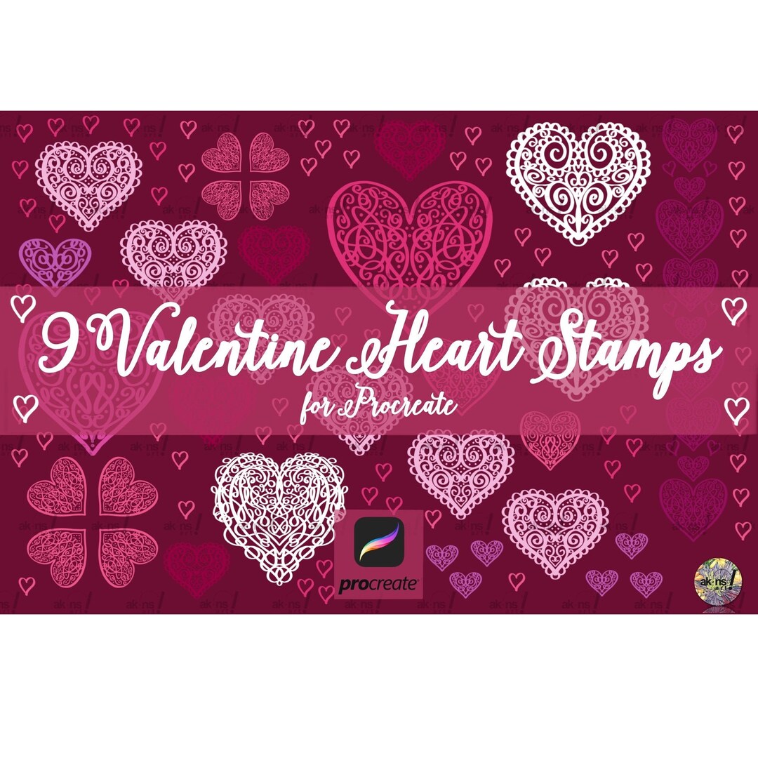 Procreate Valentine Heart Stamp Brushes for Ipad, Hand Drawn Art, Clip ...